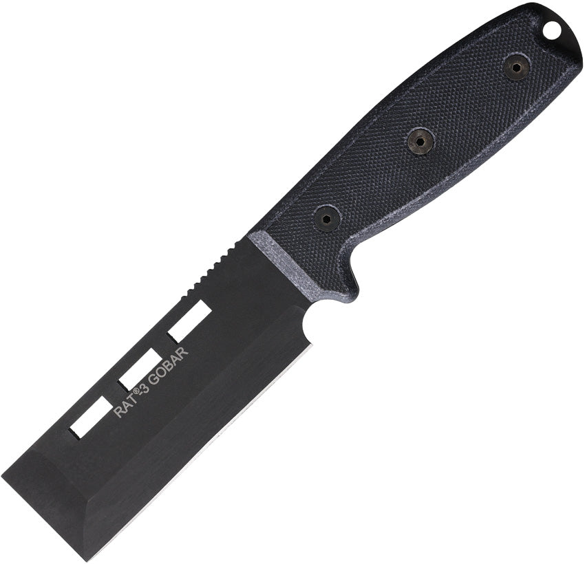 Ontario RAT 3 Gobar Blue-Gray Micarta Carbon Steel Fixed Blade Knife 8 ...