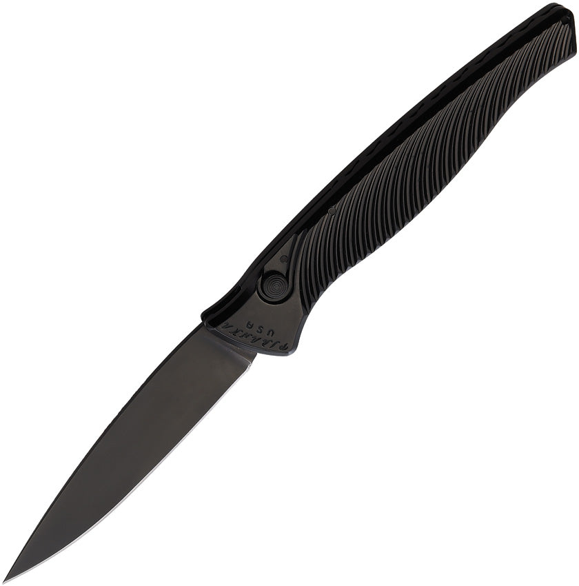 Piranha Knives Automatic DNA Knife Button Lock Black Aluminum DLC S30V ...