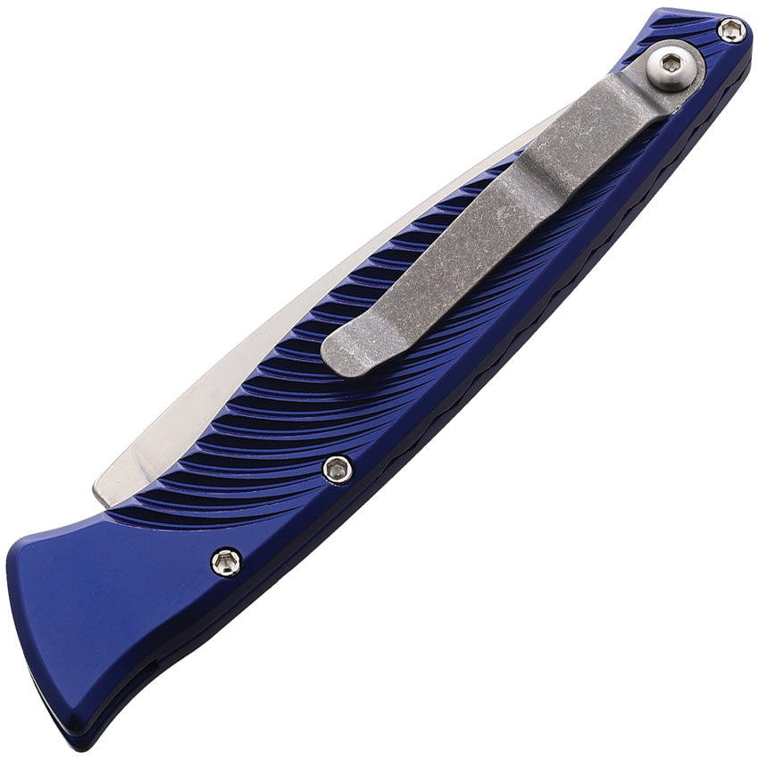 Piranha Knives Automatic DNA Knife Button Lock Blue Aluminum CPM-S30V ...