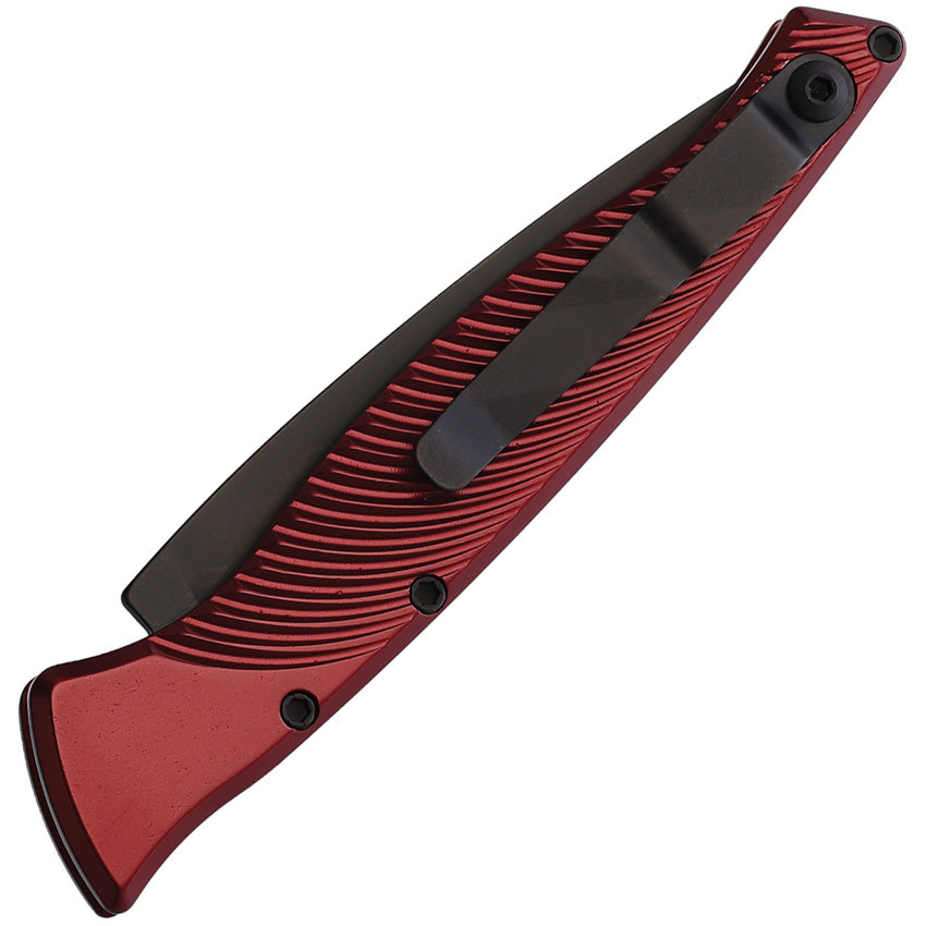 Piranha Knives Automatic DNA Knife Button Lock Red Aluminum Black S30V ...