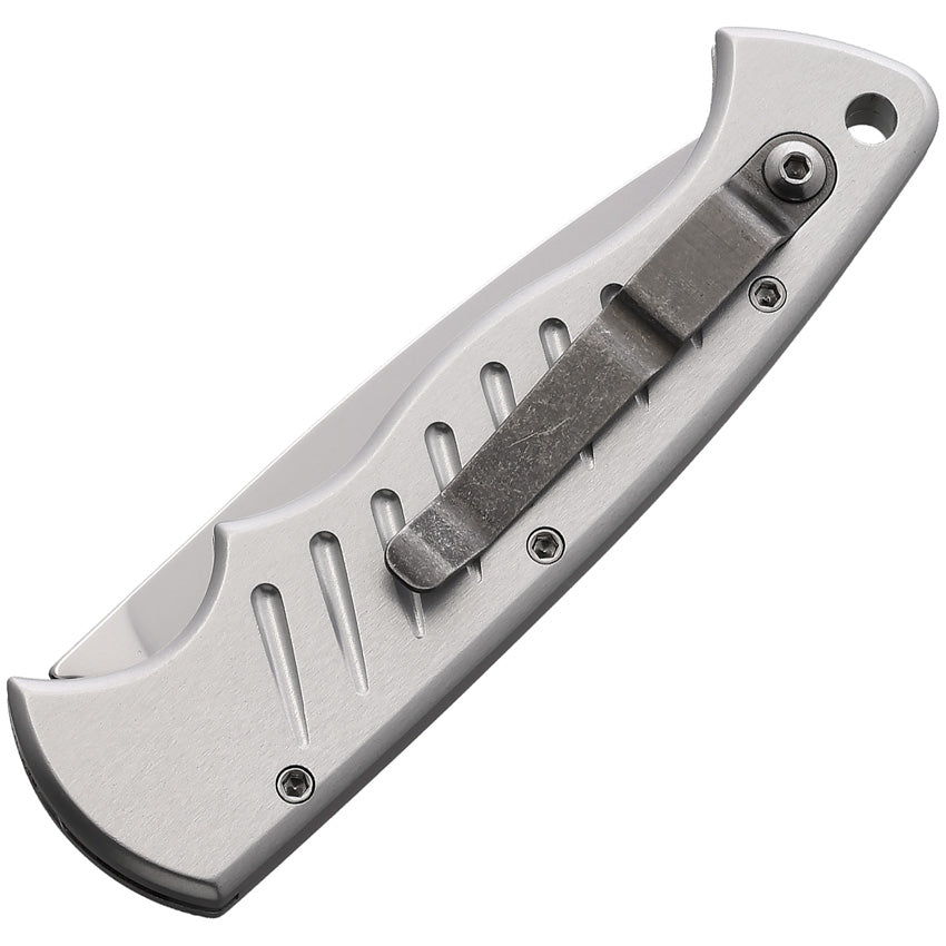Piranha Knives Automatic Pocket Tactical Knife Button Lock Silver Alum ...