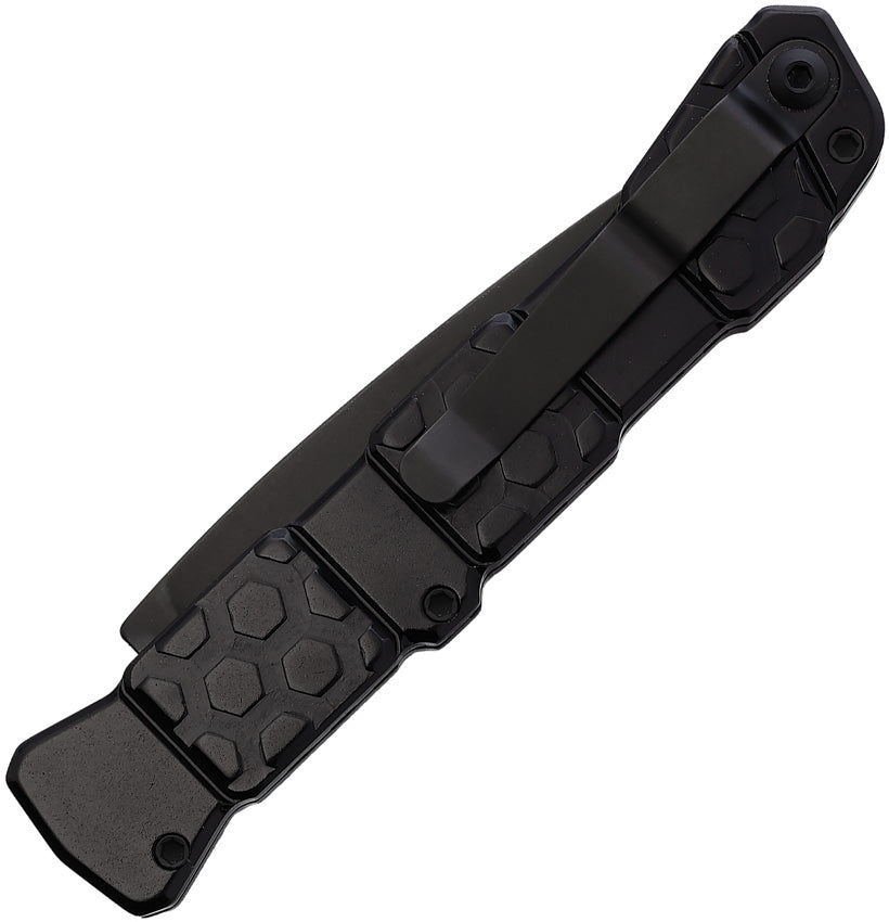 Piranha Knives Automatic 21 Tactical Knife Button Lock Black Aluminum ...
