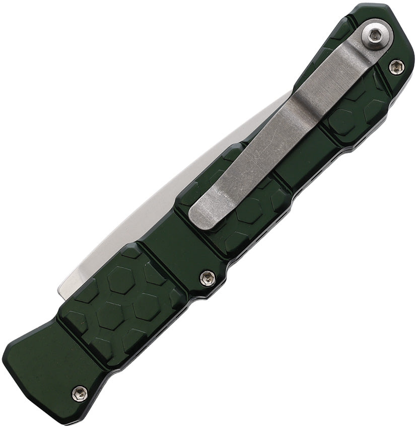 Piranha Knives Automatic 21 Knife Button Lock Green Aluminum Spear Pt ...