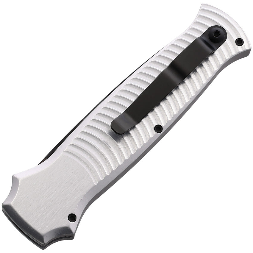 Piranha Knives Automatic Bodyguard Tactical Knife Button Lock Silver A ...