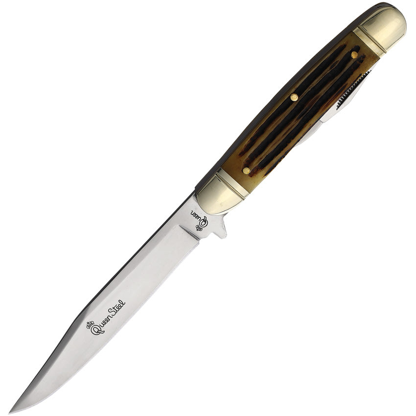 Queen Winter Bottom Brown Jigged Bone Stainless Fixed Blade Knife 86WB ...