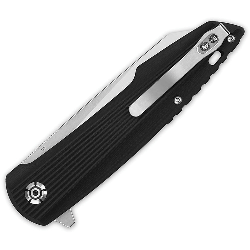 QSP Knife Phoenix Linerlock Black G10 Folding 2-Tone D2 Steel Pocket K ...