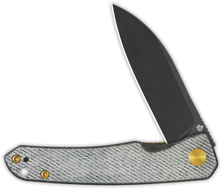 QSP Knife Otter Linerlock Denim Micarta Folding Black 14C28N Pocket Kn ...