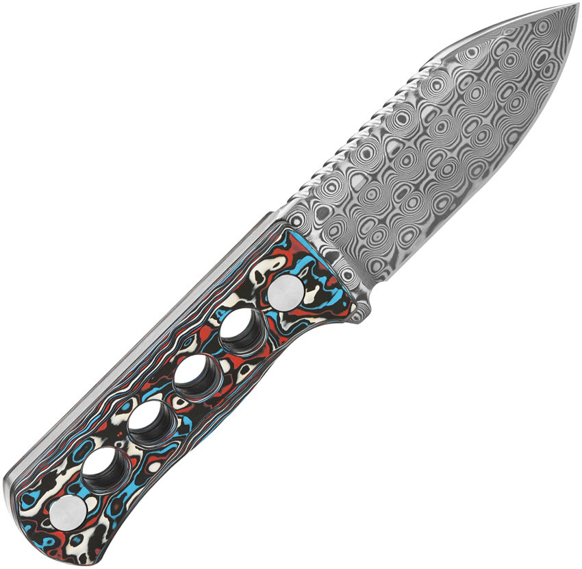 QSP Knife Canary Nebula Carbon Fiber Damascus Steel Fixed Blade Neck K ...