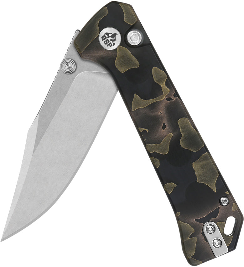 QSP Knife Grebe Button Lock Noble Raffir Resin Folding S35VN Clip Pt P ...