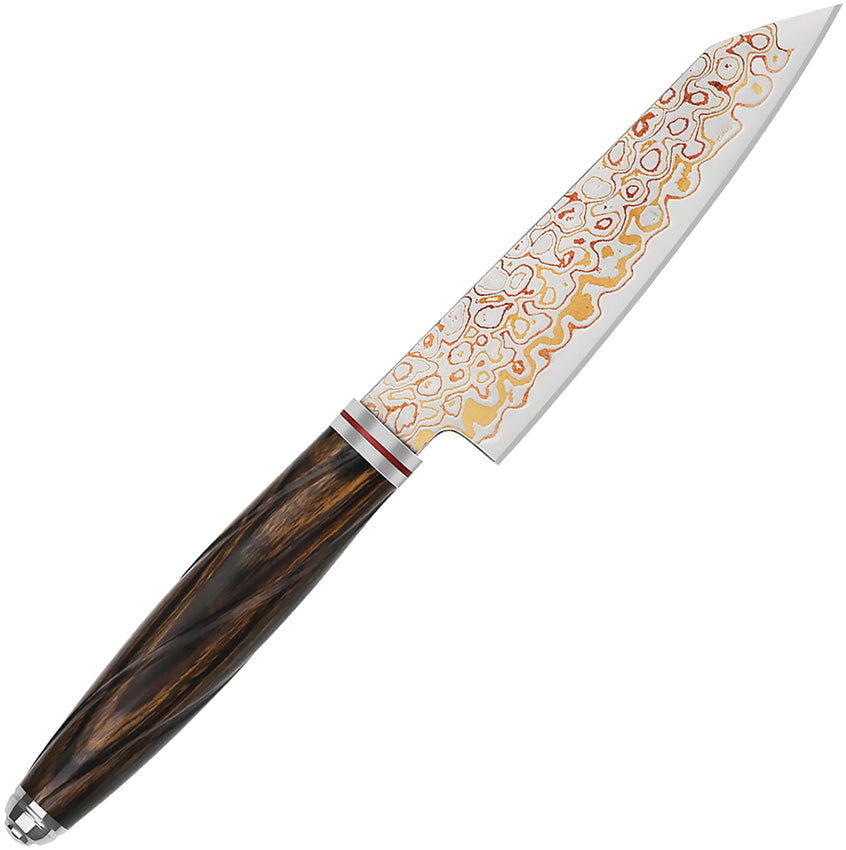 QSP Knife Mulan Series Kritsuke Copper Damascus Fixed Blade Kitchen Kn ...