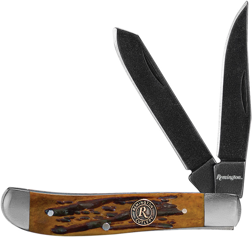 Remington Back Woods Trapper Brown Bone Folding Carbon Steel Pocket Kn ...