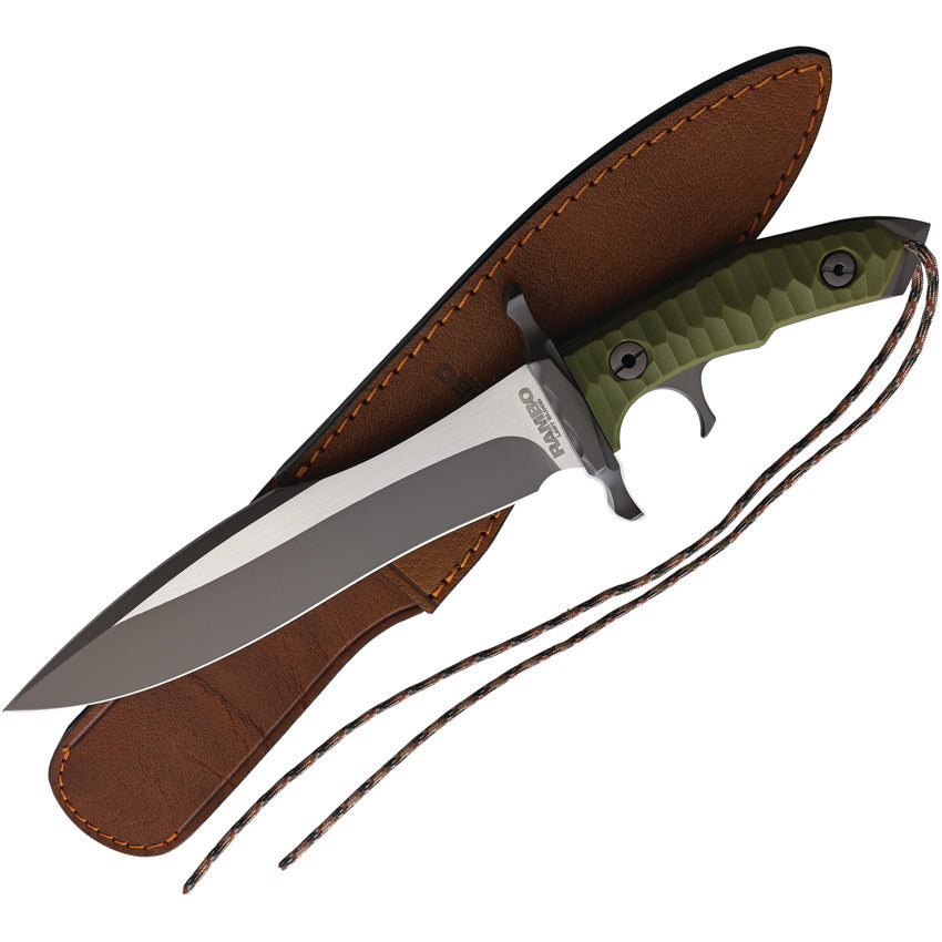 Rambo Last Blood Heartstopper Green Scultped Stainless Fixed Blade Kni ...