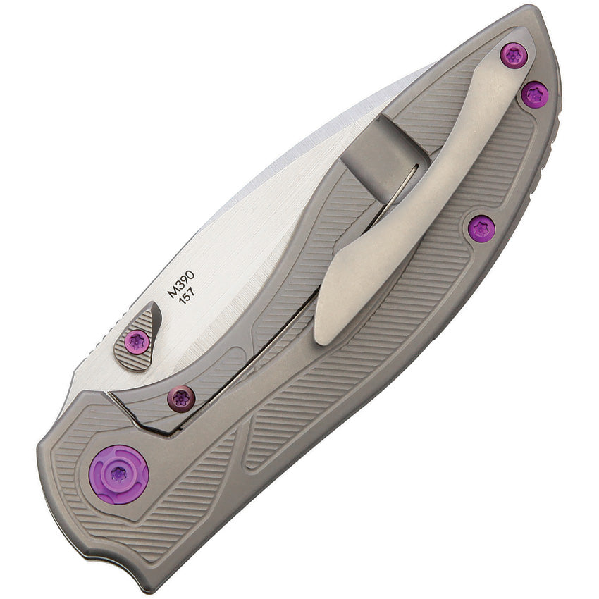 Reate Knives Iron Framelock Brown Micarta & Titanium M390 Folding Knif ...