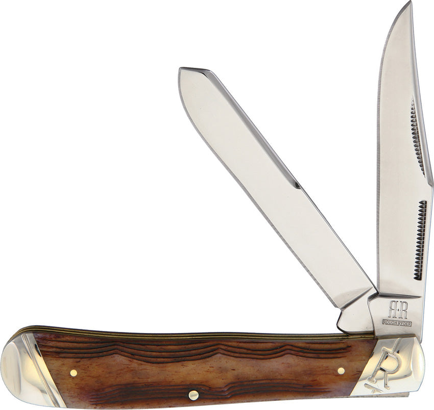Rough Ryder High Plains Brown Bone Trapper Pocket Knife 2045 – Atlantic ...