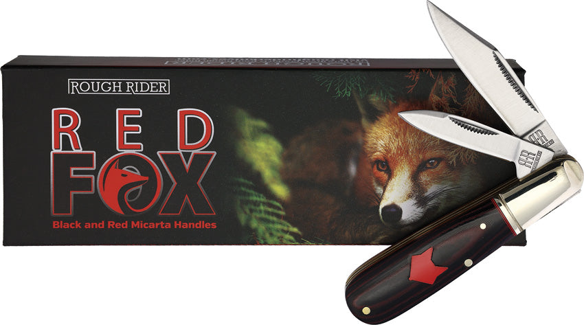 Rough Ryder Red Fox Barlow Red & Black Micarta Folding Stainless Knife ...