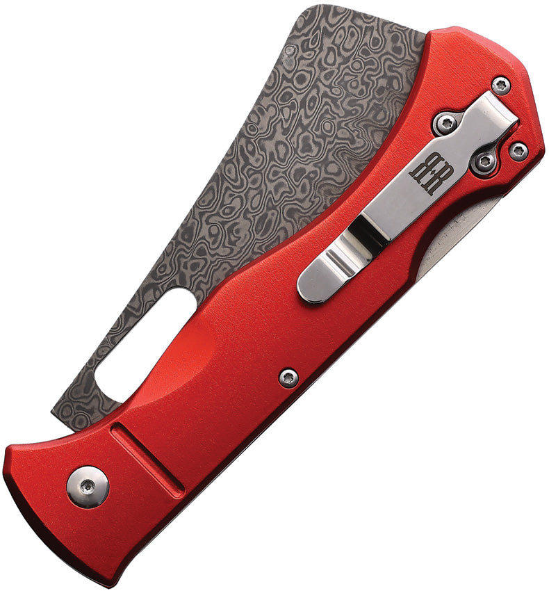 Rough Ryder Sous Chef Cleaver Lockback Red Aluminum Folding Damascus K ...