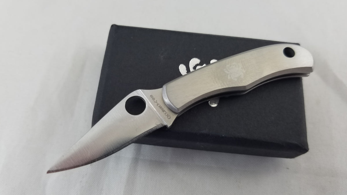 Spyderco Bug Logo Miniature Mini Stainless Handle Keychain Folding Bla ...