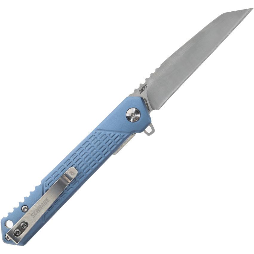 Schrade Inert Folding Pocket Knife Linerlock Blue Aluminum AUS-10A 115 ...