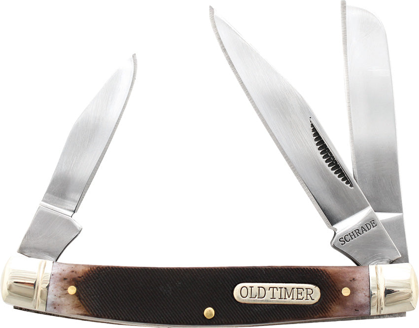 Schrade Middleman Sawcut Bone Stainless Clip Sheepsfoot Folding Knife ...
