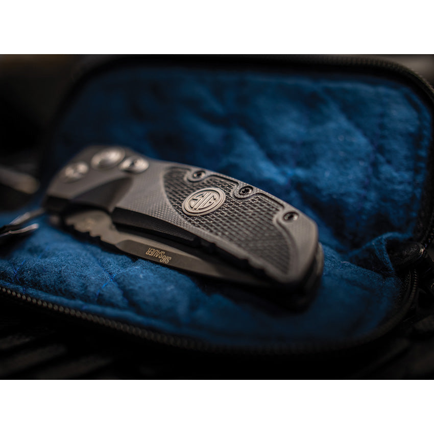 Sig Automatic EX-A01 Knife Button Lock Black G10 154CM Stainless Drop ...