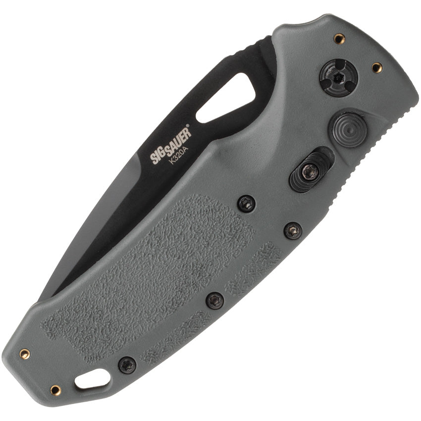 Sig Automatic K320A Knife Button Lock Gray CPM-S30V Stainless Drop Poi ...