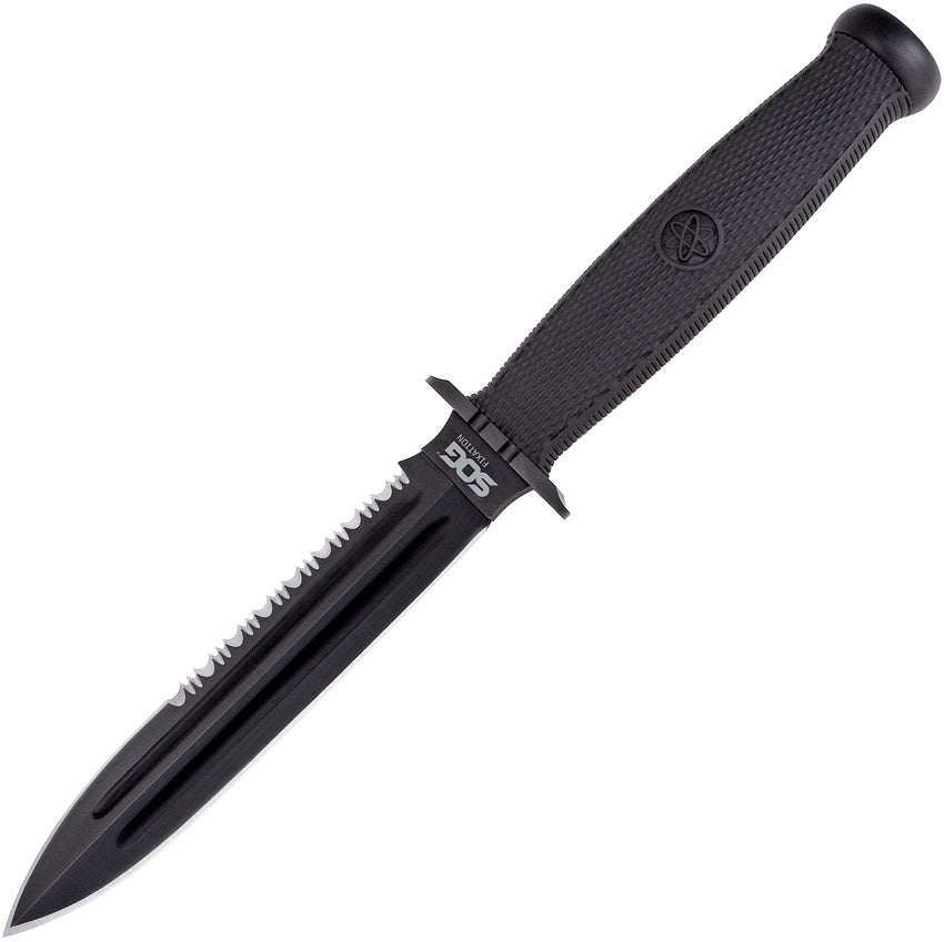 Sog Fixation 12" Dual Edge Black Dagger Fixed blade Knife + Nylon Shea ...