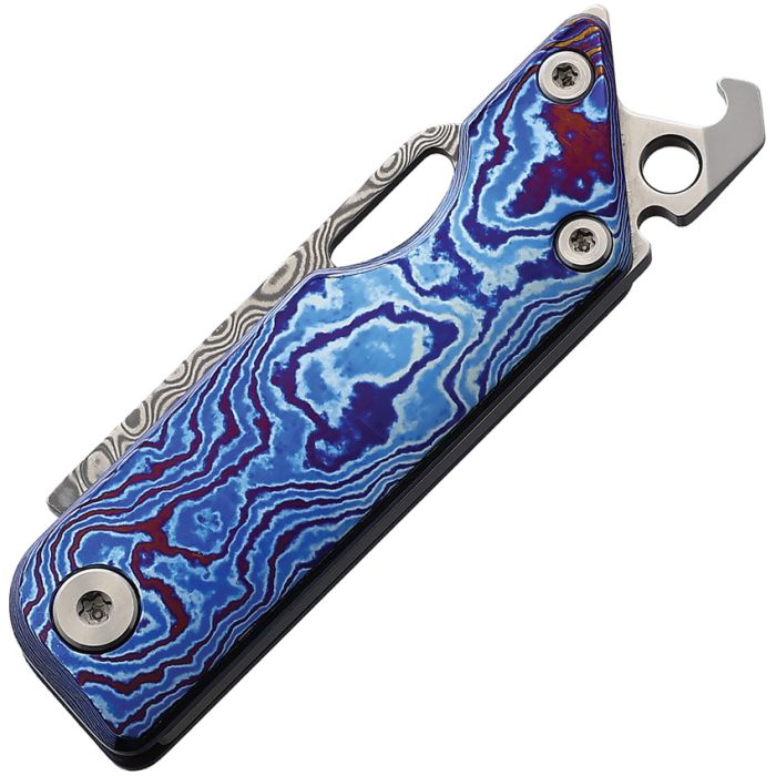 SRM Knives Multi-Function Slip Joint Blue Timascus Folding Damascus Kn ...