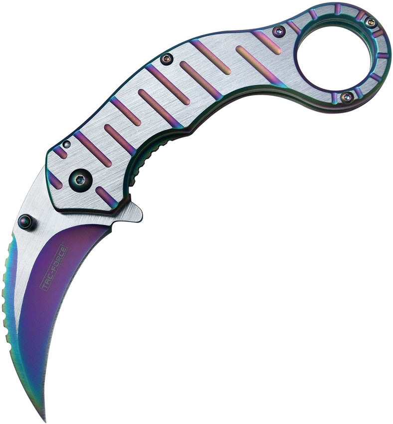 Tac Force Framelock A/O Rainbow Spectrum Handle Karambit Folding Knife ...