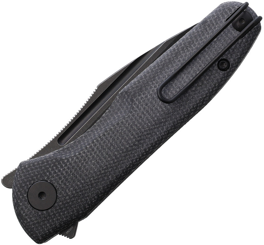 TRIVISA Antliae Button Lock Black Micarta Folding 14C28N Sandvik Pocke ...
