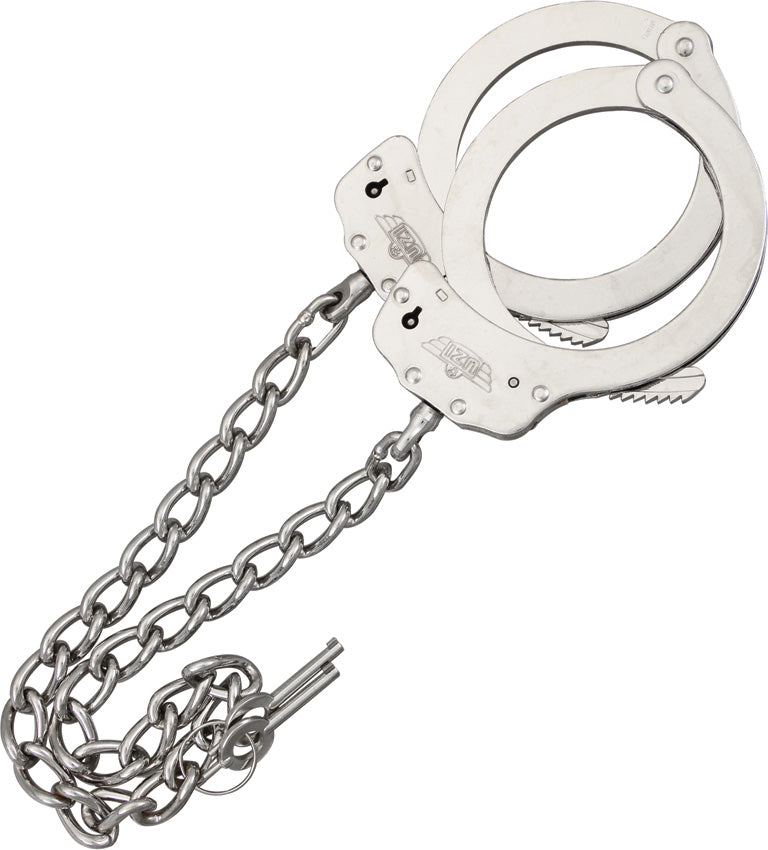 UZI Nickel Plated Steel Double Safety Lock Police Security Leg Cuffs H ...