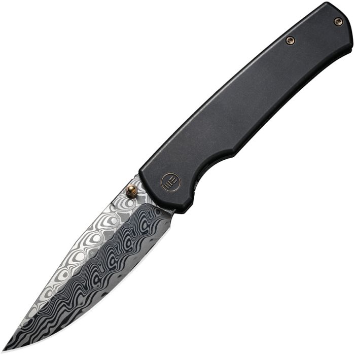 We Knife Evoke Pocket Knife Framelock Black Titanium Folding Damasteel ...
