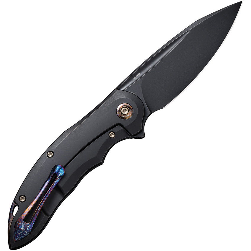 We Knife Makani Framelock Black Titanium Folding CPM-20CV Pocket Knife ...