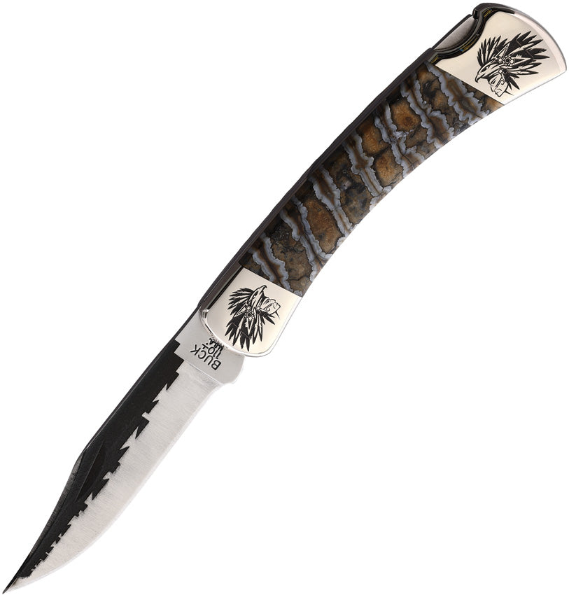 Yellowhorse Custom Buck 110 Chief Lockback Mammoth Tooth 420HC Steel P ...