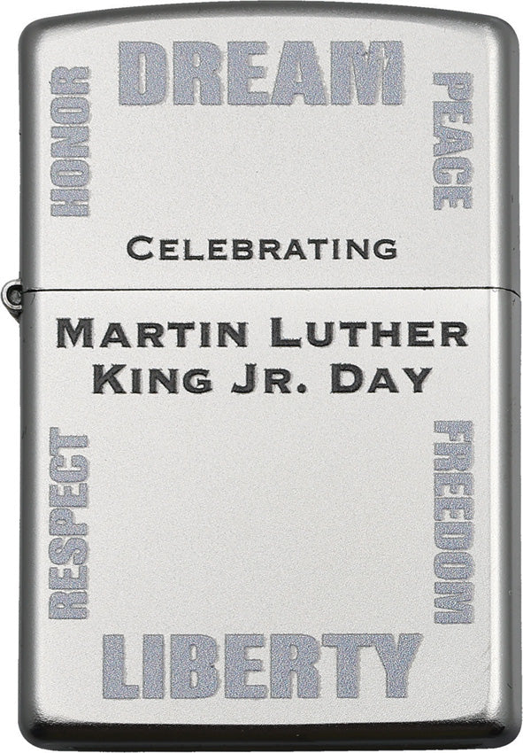 Zippo Martin Luther King Jr. Design Satin Chrome Windproof Lighter 102 ...