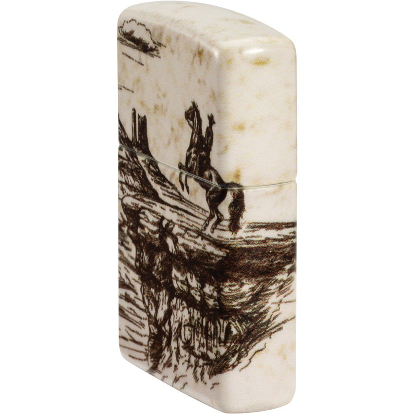Zippo Western Design 540 Colored White/Tan Water Resistant Lighter 736 ...