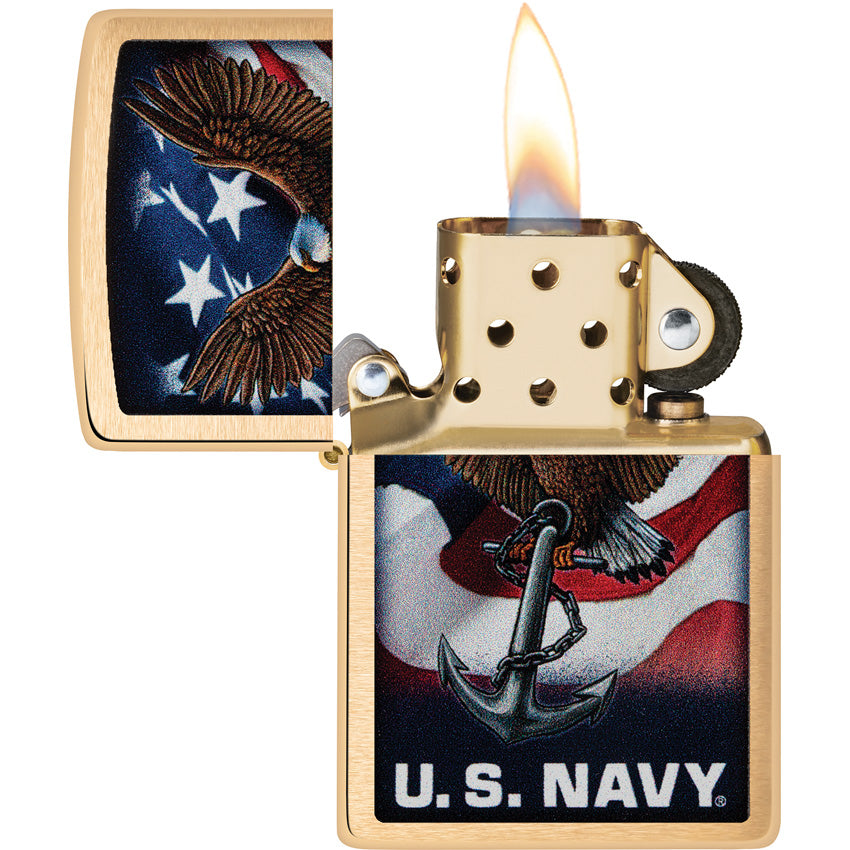 Zippo U.S. Navy Eagle Design Brushed Brass Windproof Lighter 73748 ...