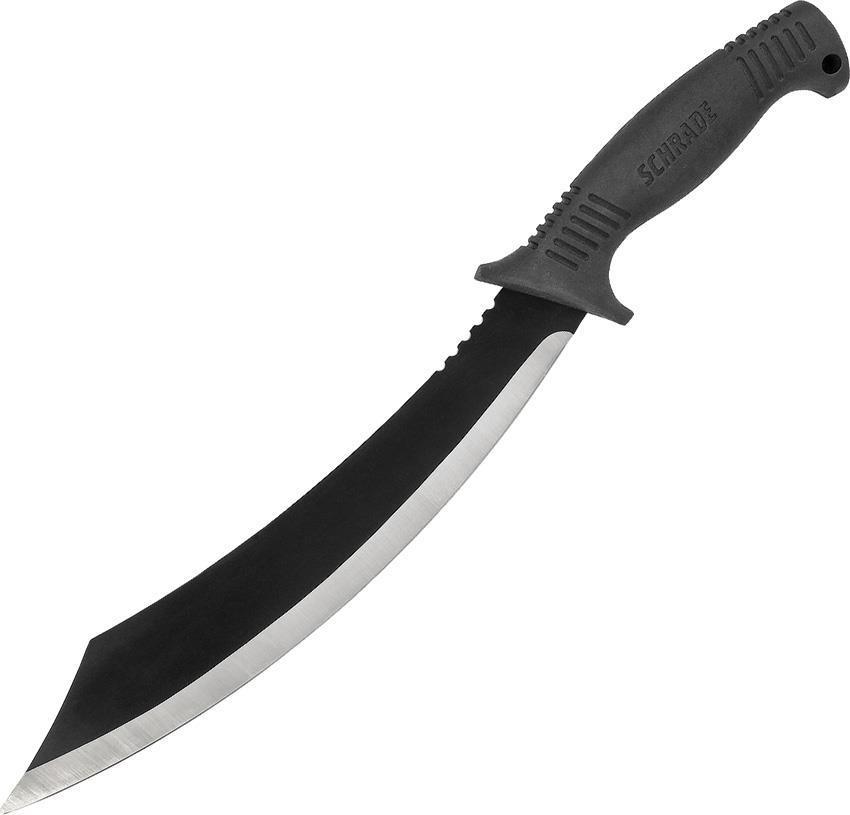 SCHRADE 18" Upswept Machete w/ Ramp Jimping 3Cr13 & Black TPR Handle ...