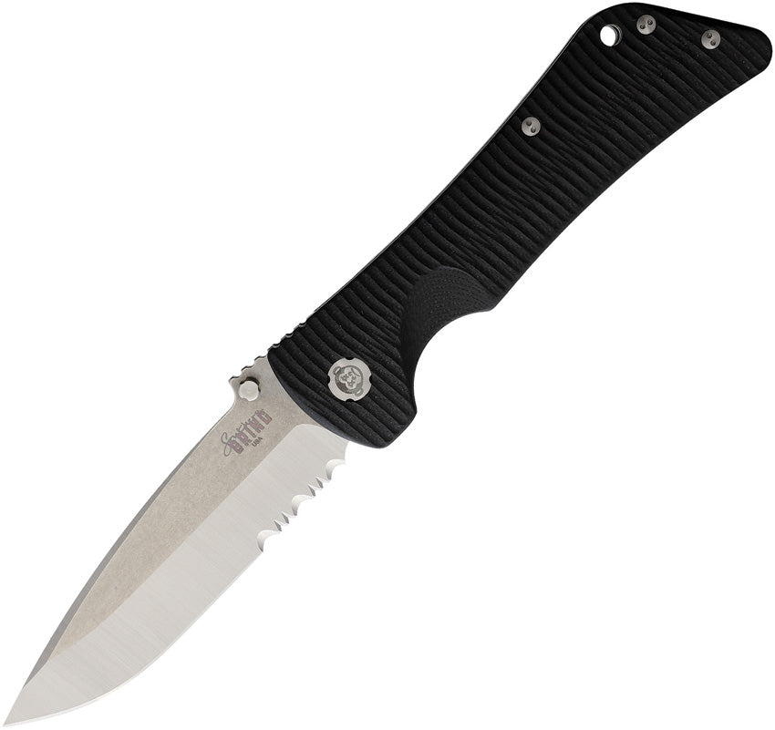 Southern Grind Bad Monkey Linerlock Black G10 Folding Serrated Knife 2 ...