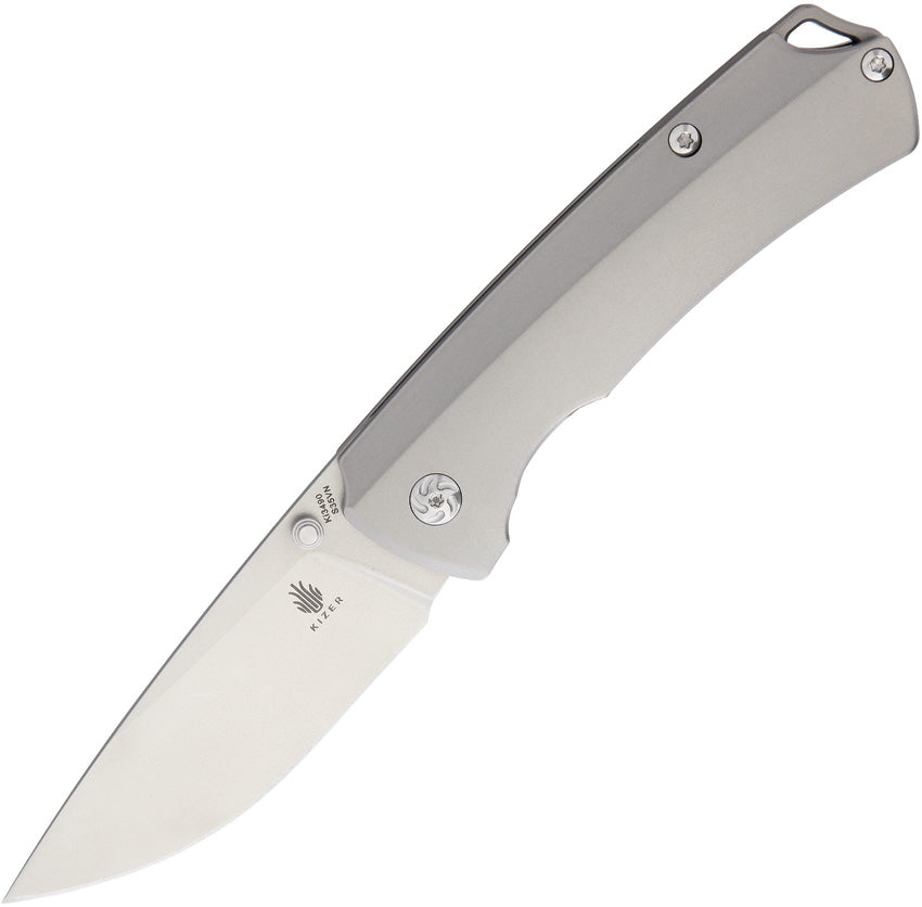 Kizer T1 Gray Titanium S35VN Drop Pt Framelock Folding Pocket Knife w ...
