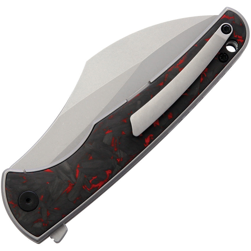 VDK Knives Vice Framelock Gray Titanium/Red Carbon Fiber Folding M390 ...